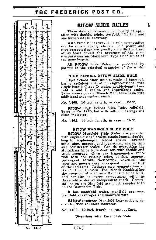 Frederick Post models 1460-62-63 [1925-30]